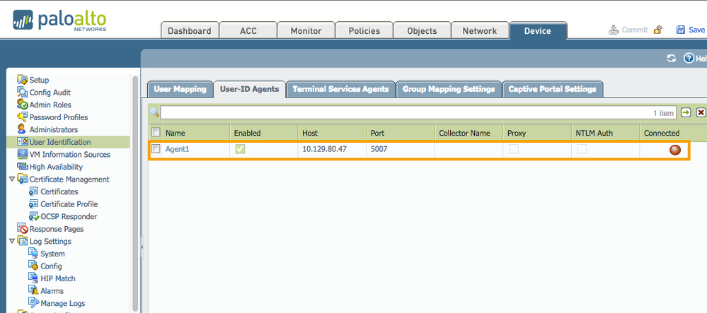User ID agent shows as "not-conn" on the Palo Alto Firewall - Live ...