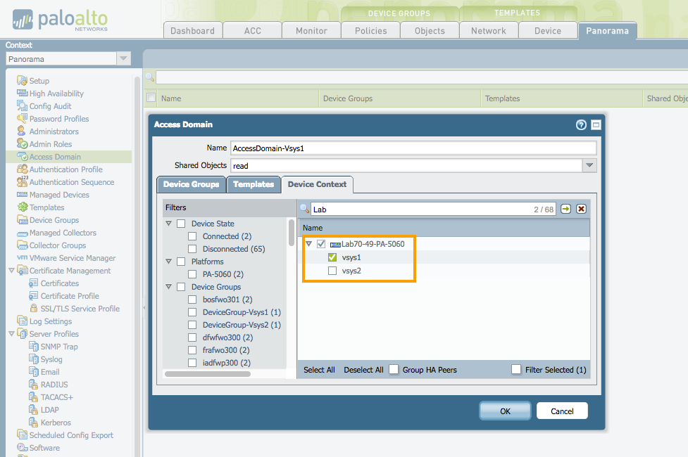 Configuring Device Group Administrator Access for specific Vsys from ...