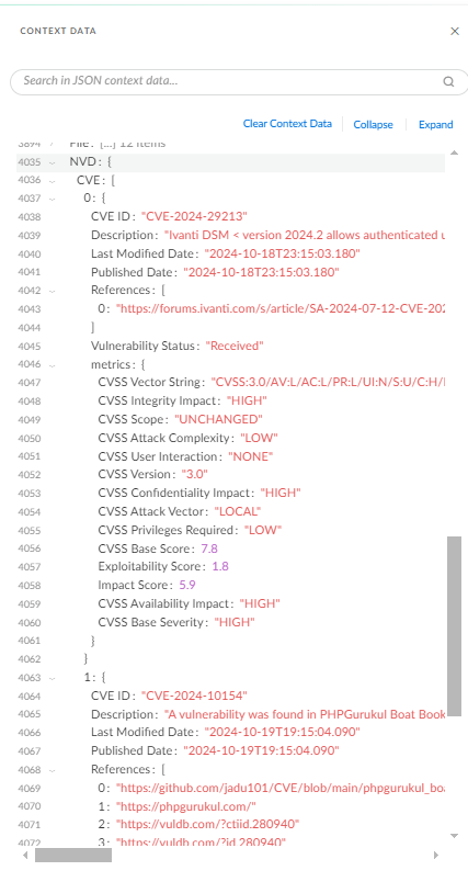 LIVEcommunity - Missing context in indicator preview. I executed an NVD reputation command on ...