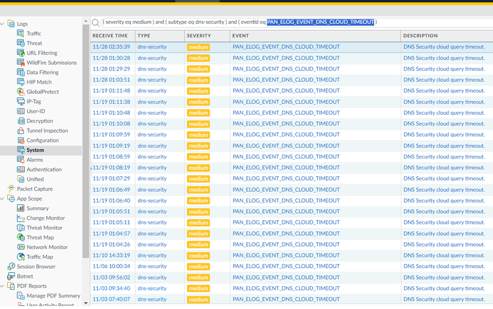 LIVEcommunity - DNS Security cloud query timeout. - LIVEcommunity - 567351